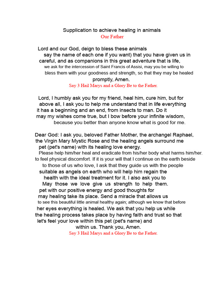 Healing Prayer for Animals | PDF | Prayer | Glory (Religion)
