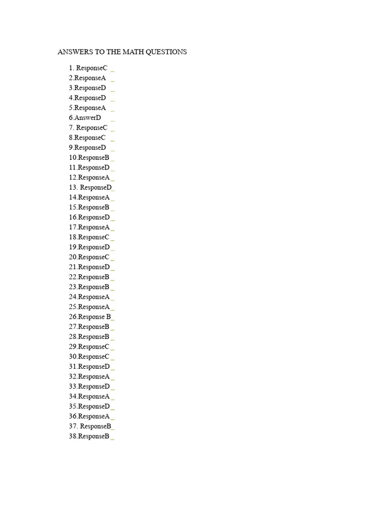 Math Question Answers List | PDF