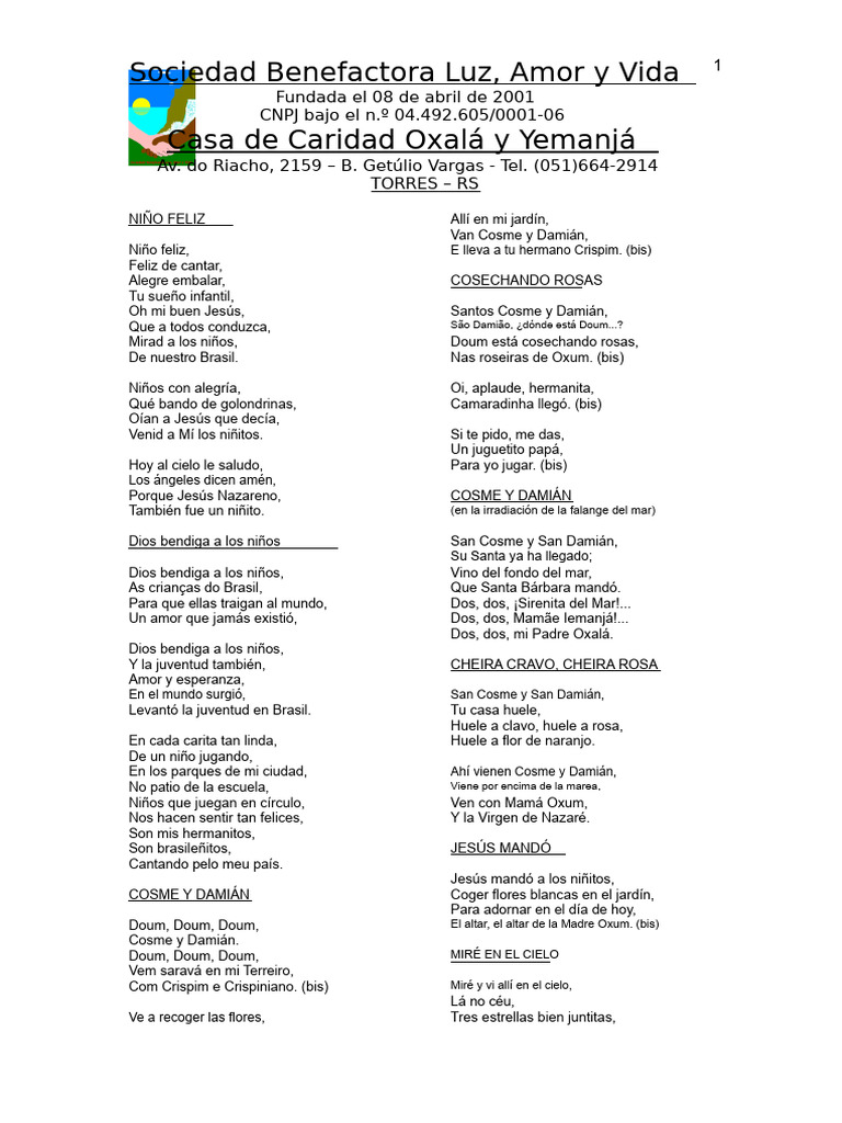 Umbanda - Puntos - Letras de Puntos de Ibeijada - Casa de Caridad Oxalá ...