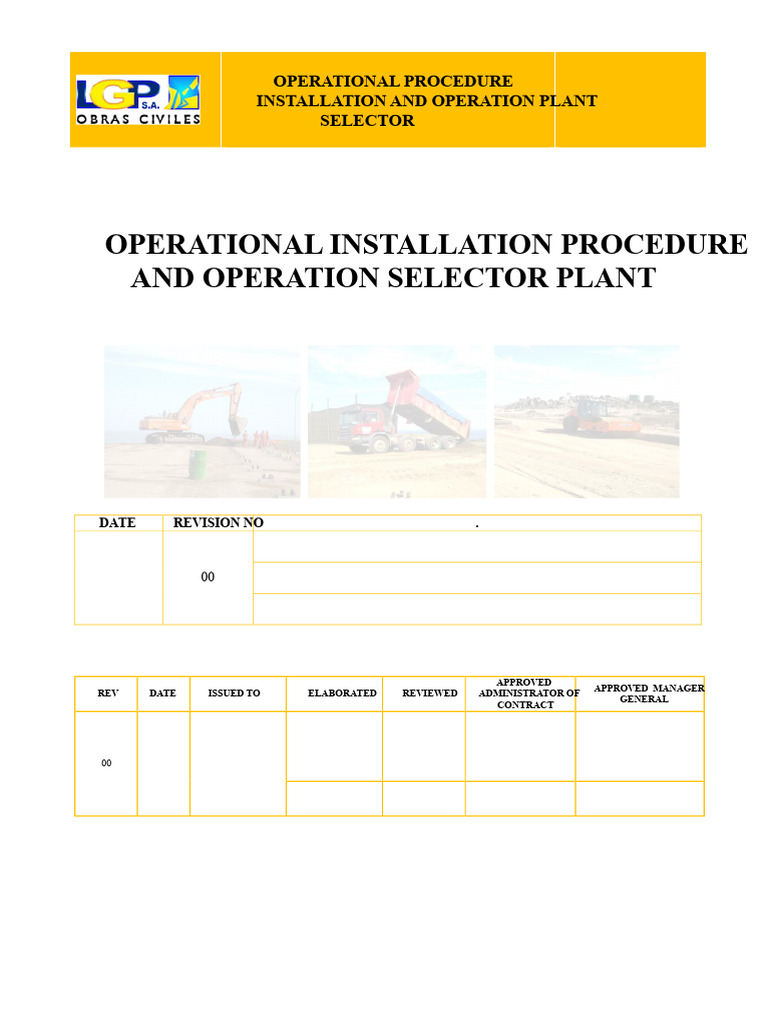 Plant Selection Operational Procedure | PDF | Occupational Safety And ...