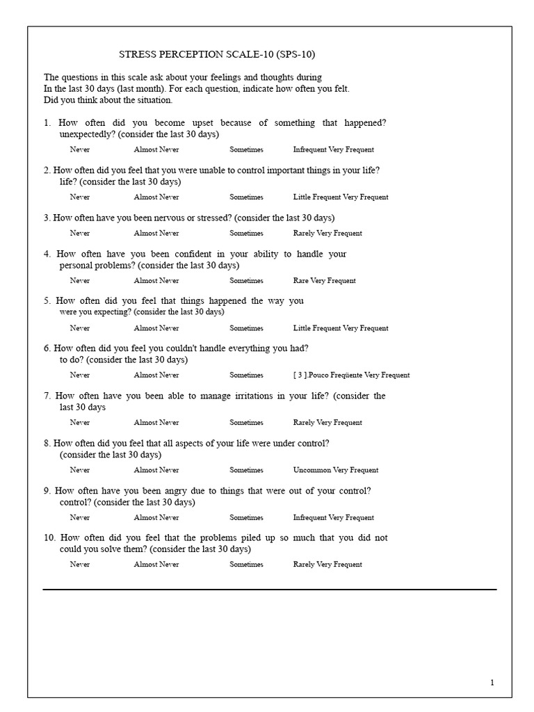 Perceived Stress Scale | PDF | Thought | Behavioural Sciences
