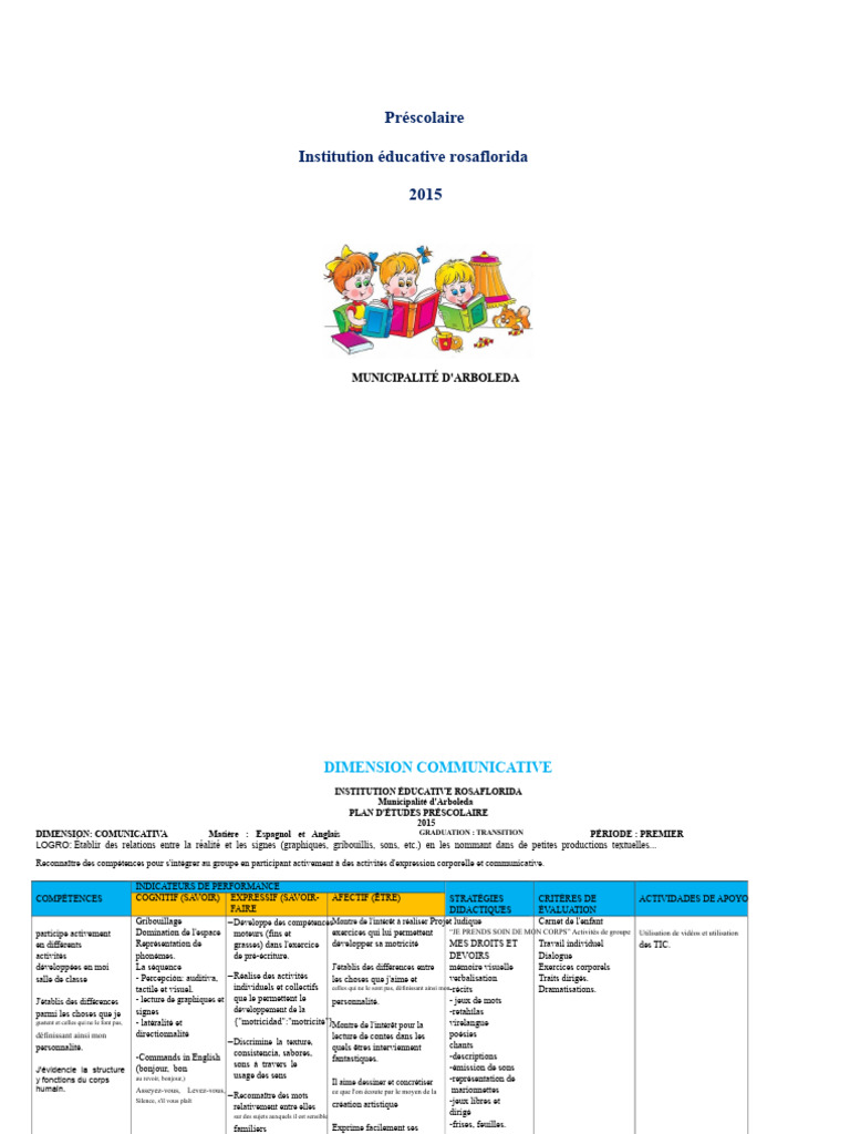 Programmes Scolaires de L'école Maternelle | PDF | Pédagogie | Vie