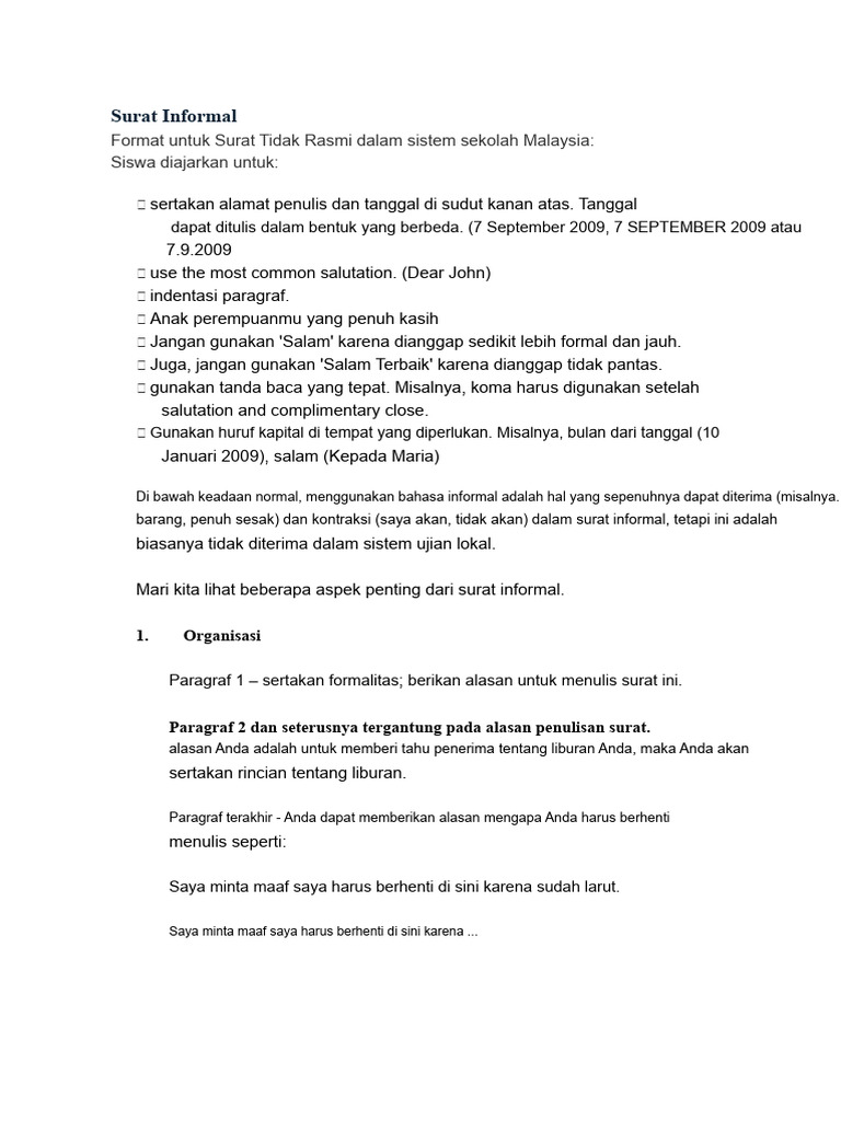Panduan Menulis Surat Informal di Sekolah | PDF