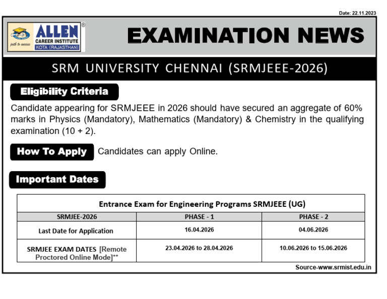 Srmjee 2026 | PDF