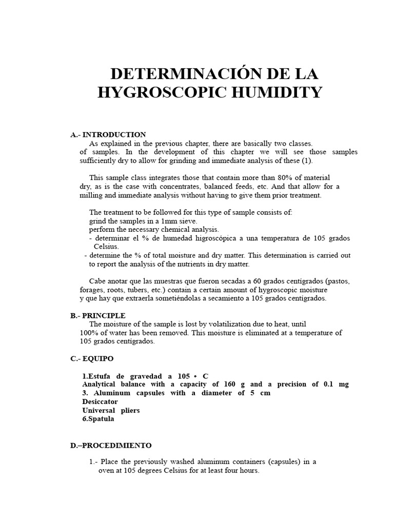 Hygroscopic Humidity Determination Guide | PDF