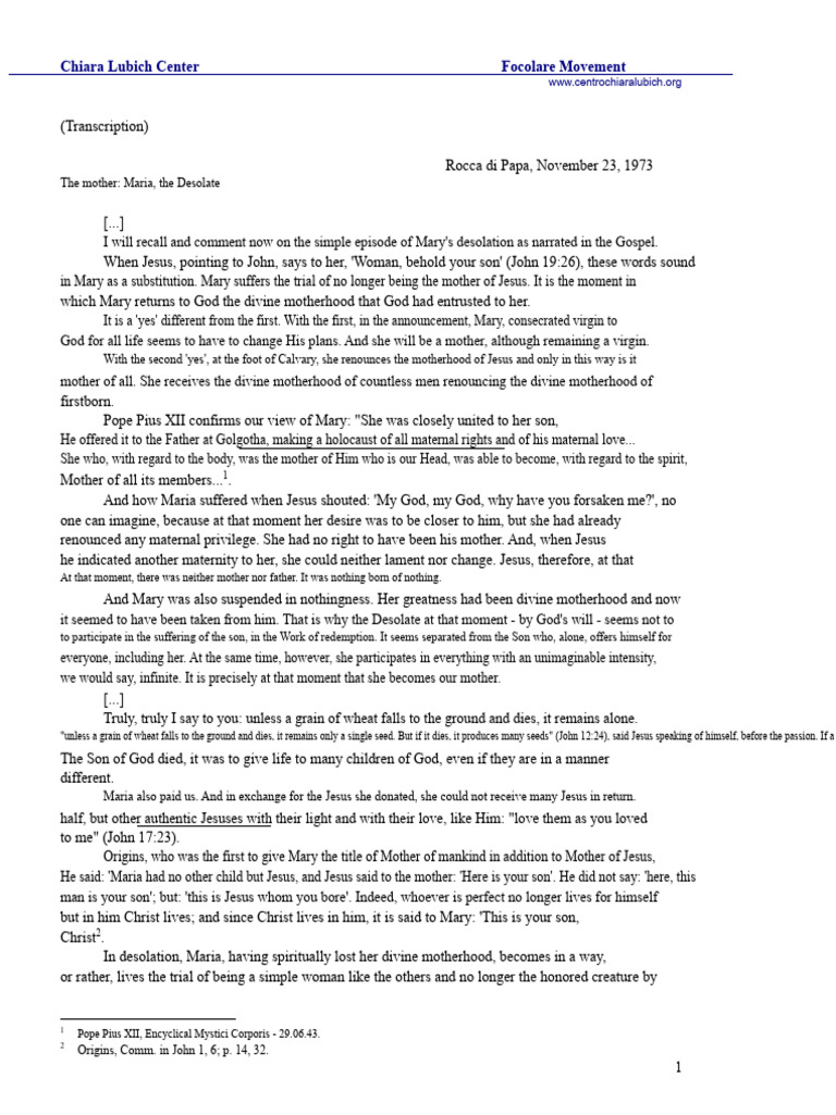 Mother Maria The Desolate | PDF | Mary, Mother Of Jesus | Jesus