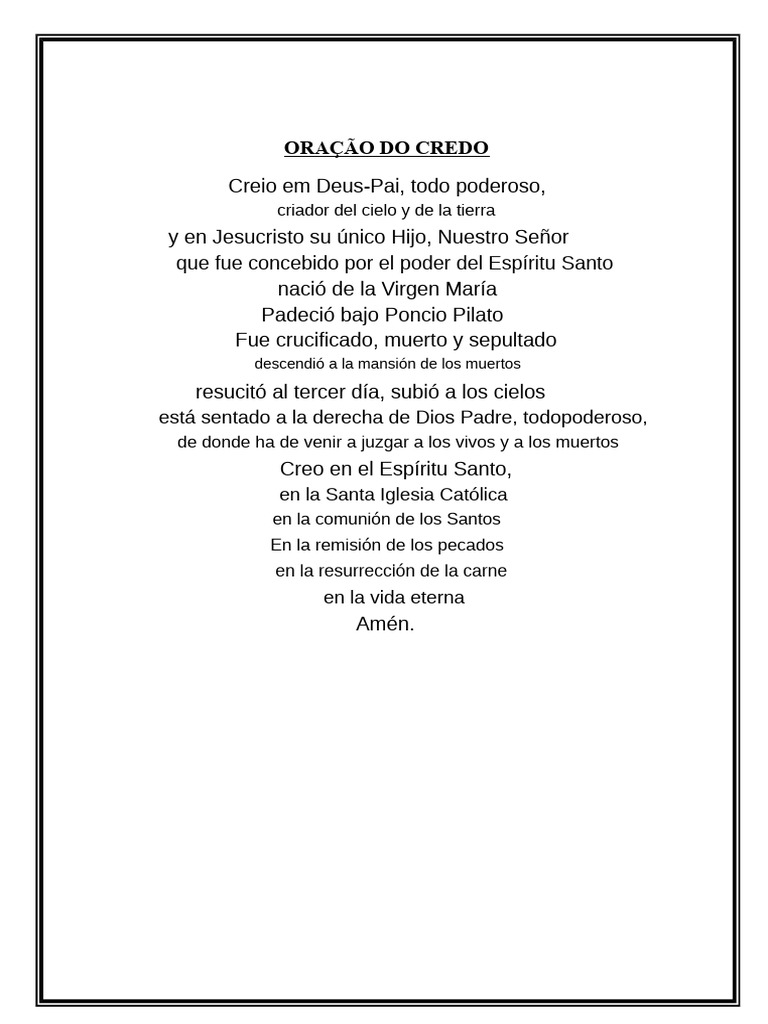 ORACIÓN DEL CREDO | PDF