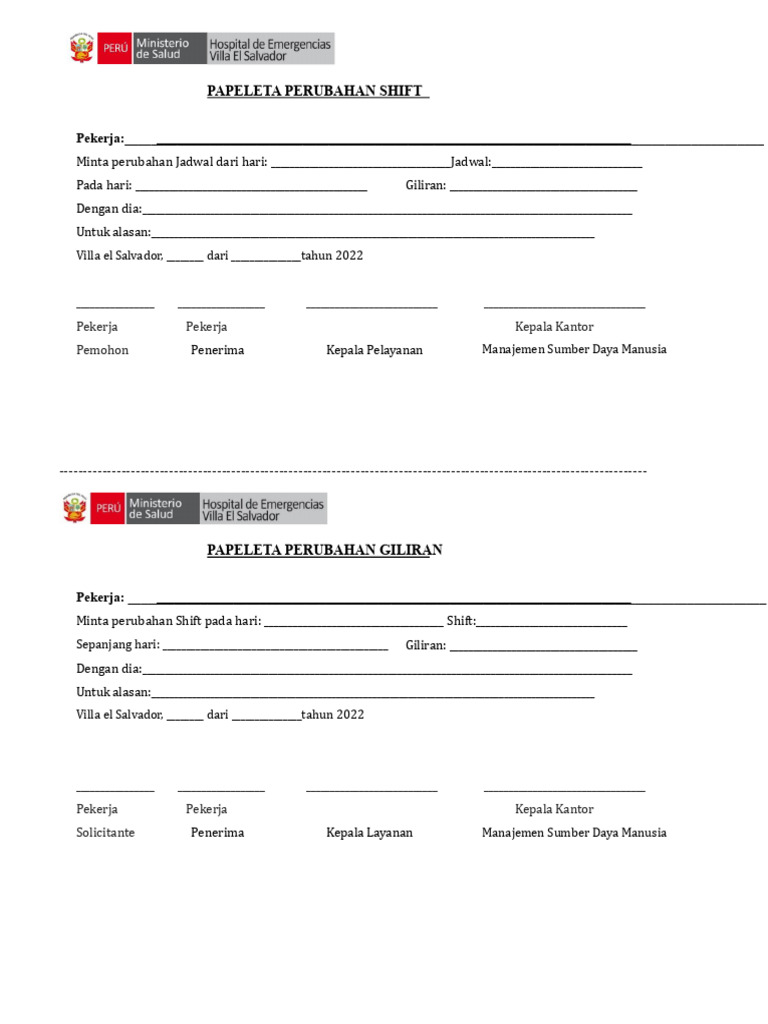 Kertas Perubahan Shift | PDF