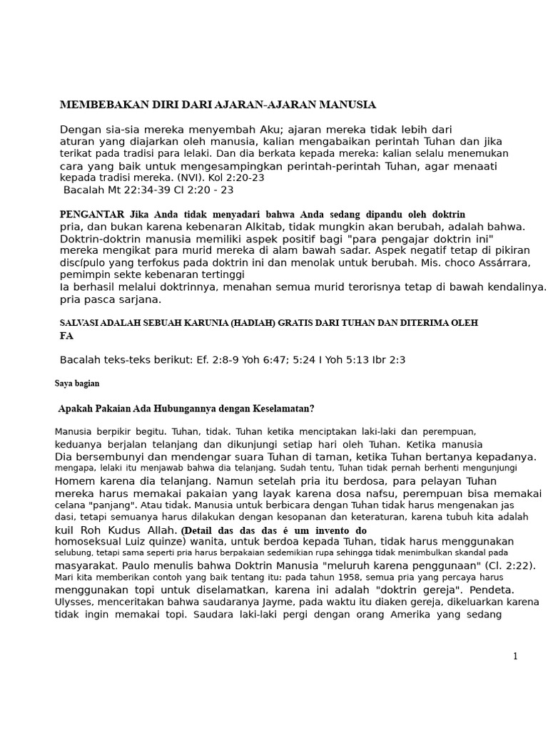 Bebas Dari Doktrin Manusia | PDF