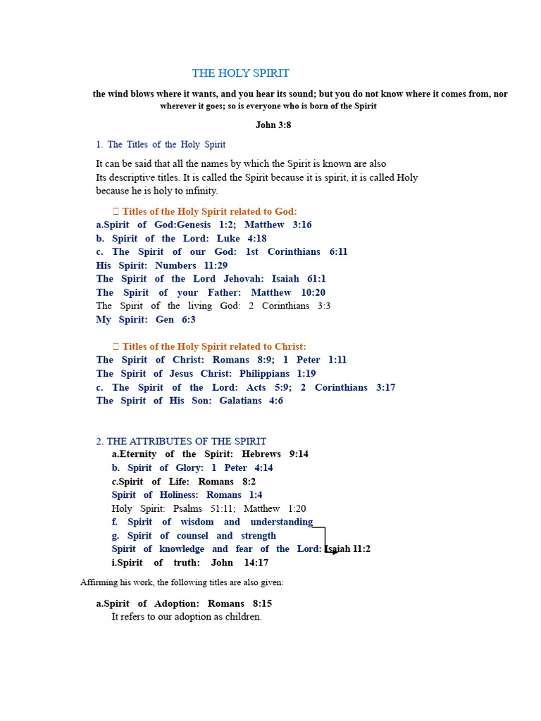 The Holy Spirit Complete Study | PDF | Holy Spirit | Baptism