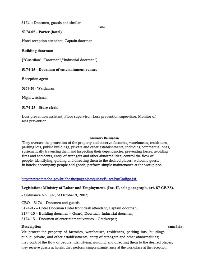 Doormen and Guards: Roles and Regulations | PDF | Security Guard ...