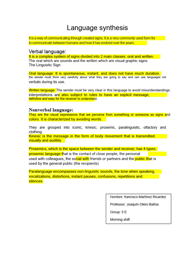 Language Synthesis | PDF