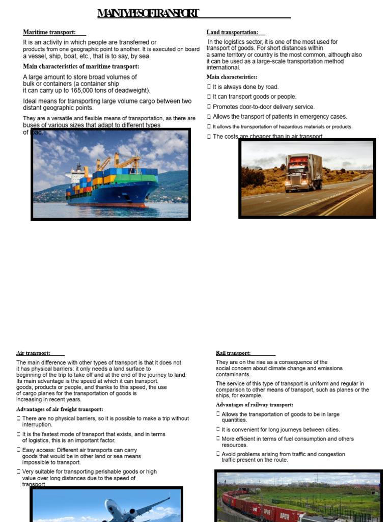 Overview of Main Transportation Types | PDF | Transport | Cargo