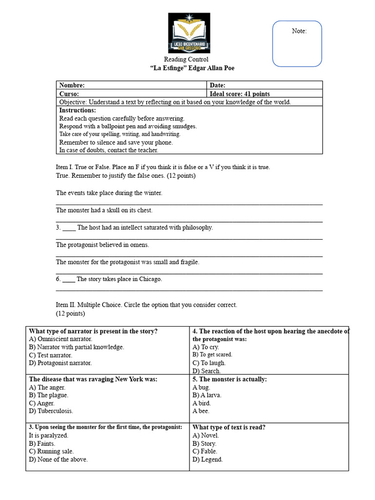 The Sphinx | PDF | Multiple Choice