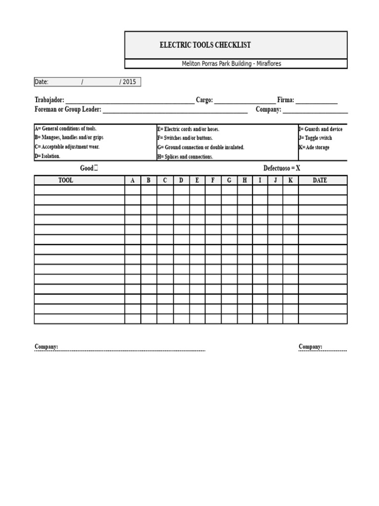 Electrical Tools Check List | PDF