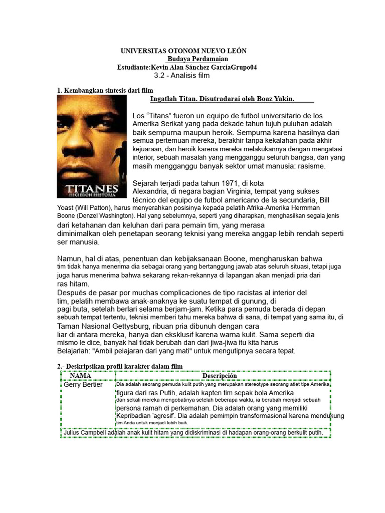 Analisis Film "Remember the Titans" | PDF