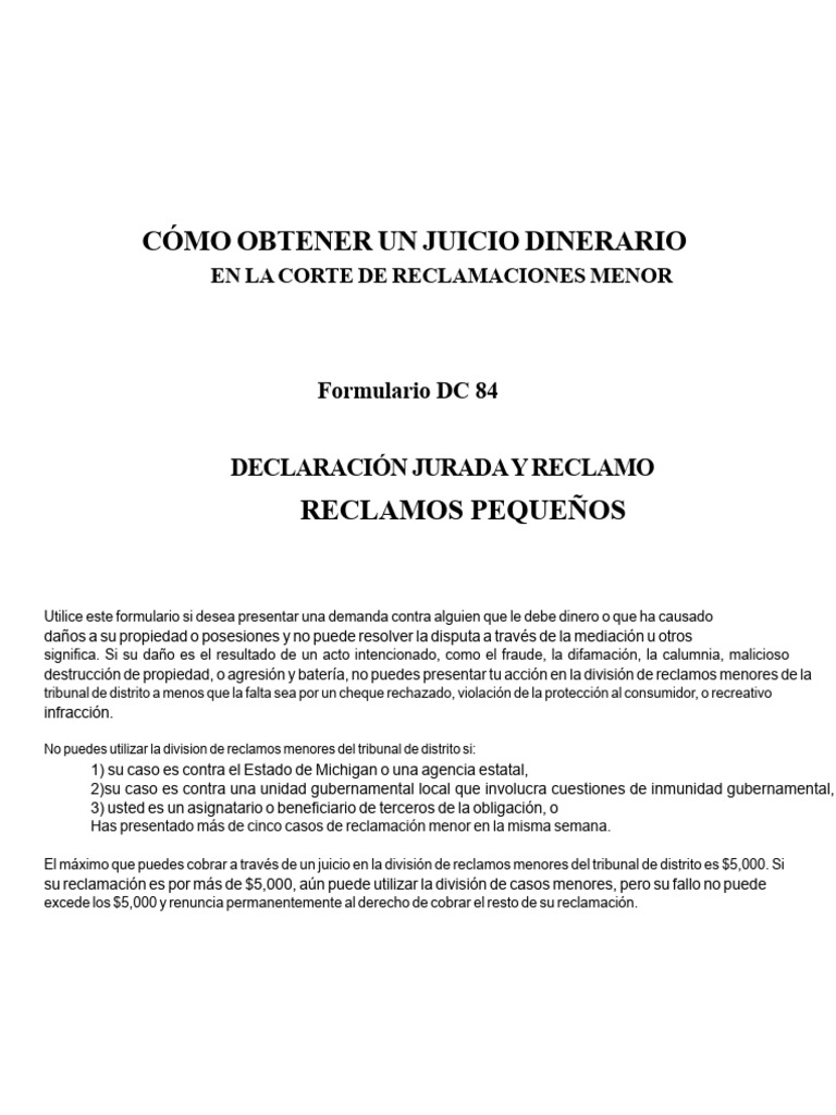 Declaración jurada___Reclamo___Reclamos menores___DC84.pdf | PDF ...