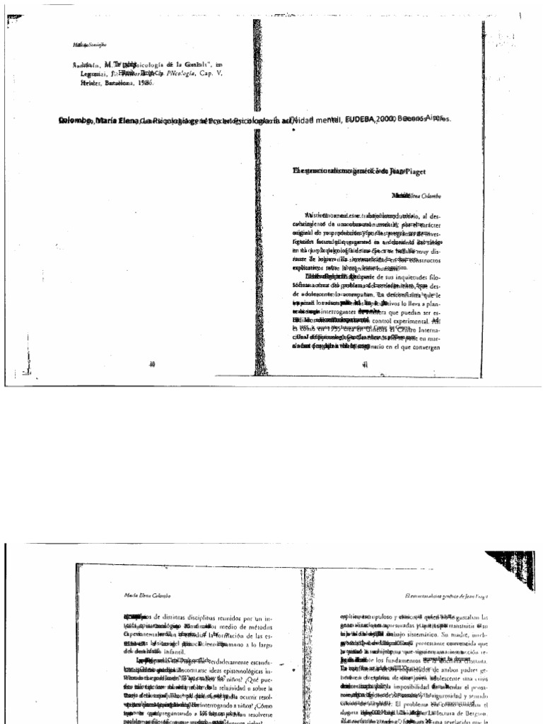 Colombo, María Elena - The Genetic Structuralism of Jean Piaget | PDF ...