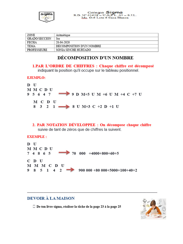 Décomposition des Nombres en Mathématiques | PDF