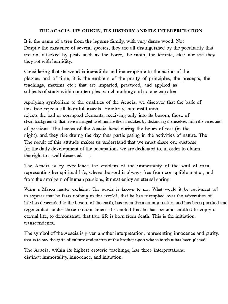 The Acacia | PDF | Freemasonry | Soul