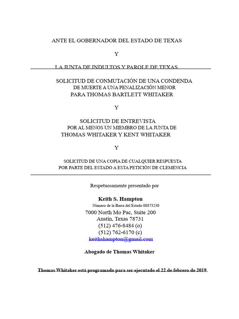 Solicitud Final de Whitaker | PDF | Perdón | Adán