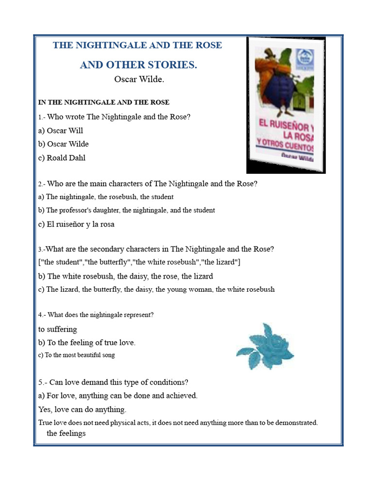 Test Book The Nightingale and The Rose and Other Stories | PDF | The ...