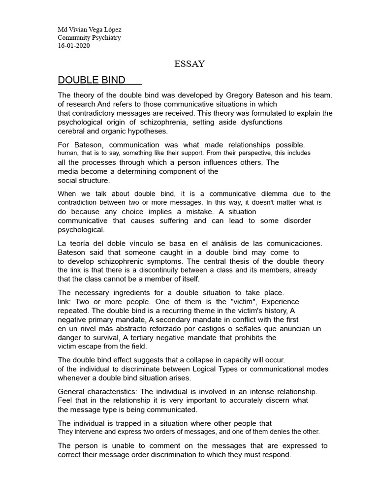 DOUBLE BIND ESSAY | PDF