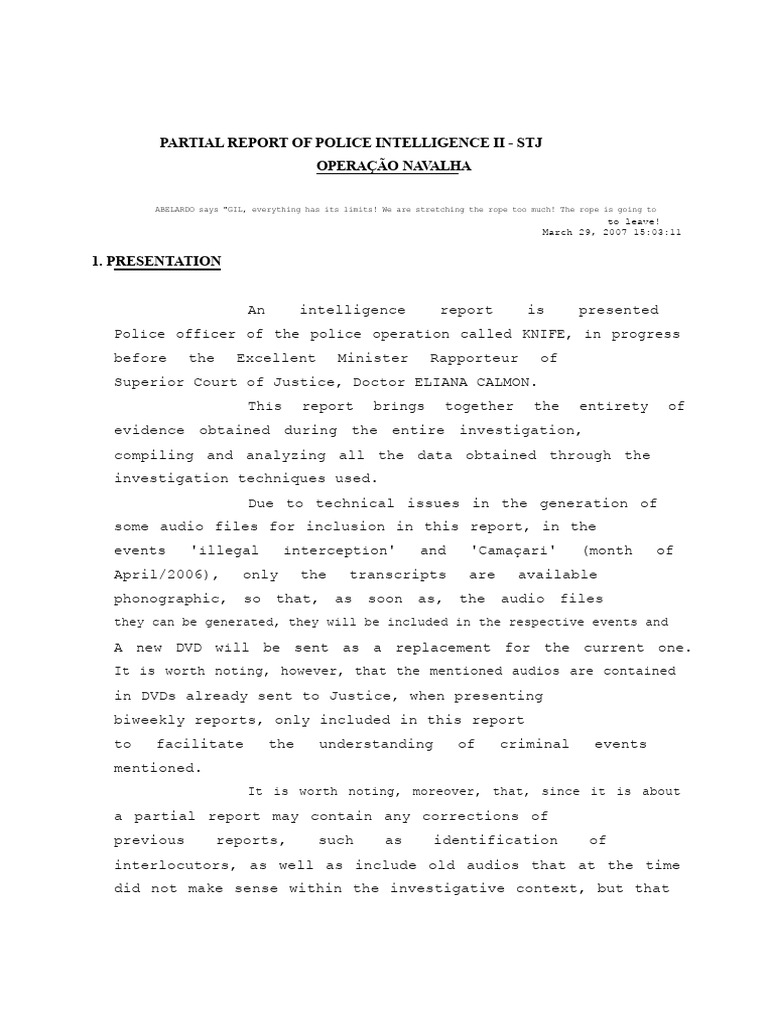 Partial Report of Police Intelligence II | PDF | Organized Crime | Crimes
