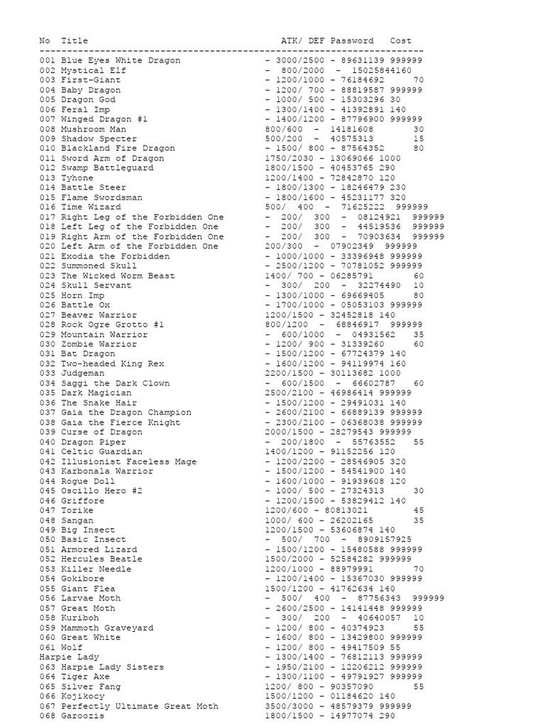 Yu Gi Oh Codes | PDF