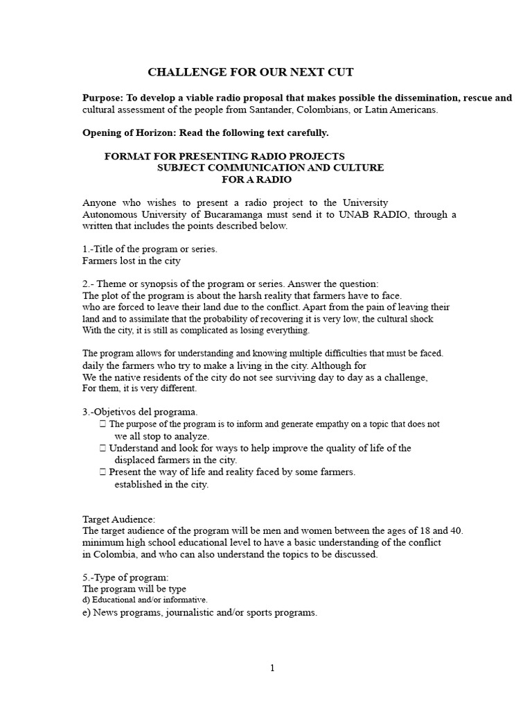 Radio Project Proposal: Farmers' Struggles | PDF | Human Communication ...