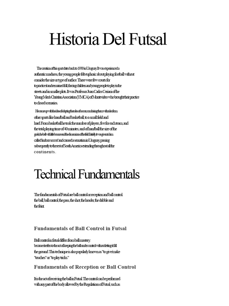 History of Futsal | PDF | Indoor Sports | Sport Variants