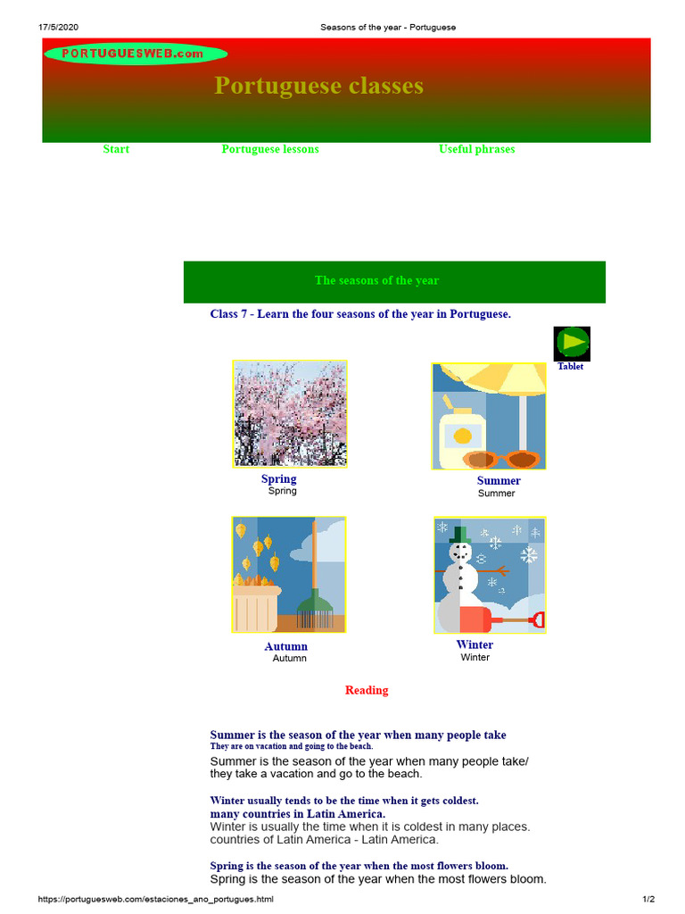 Seasons of The Year - Portuguese | PDF | Plants | Botany