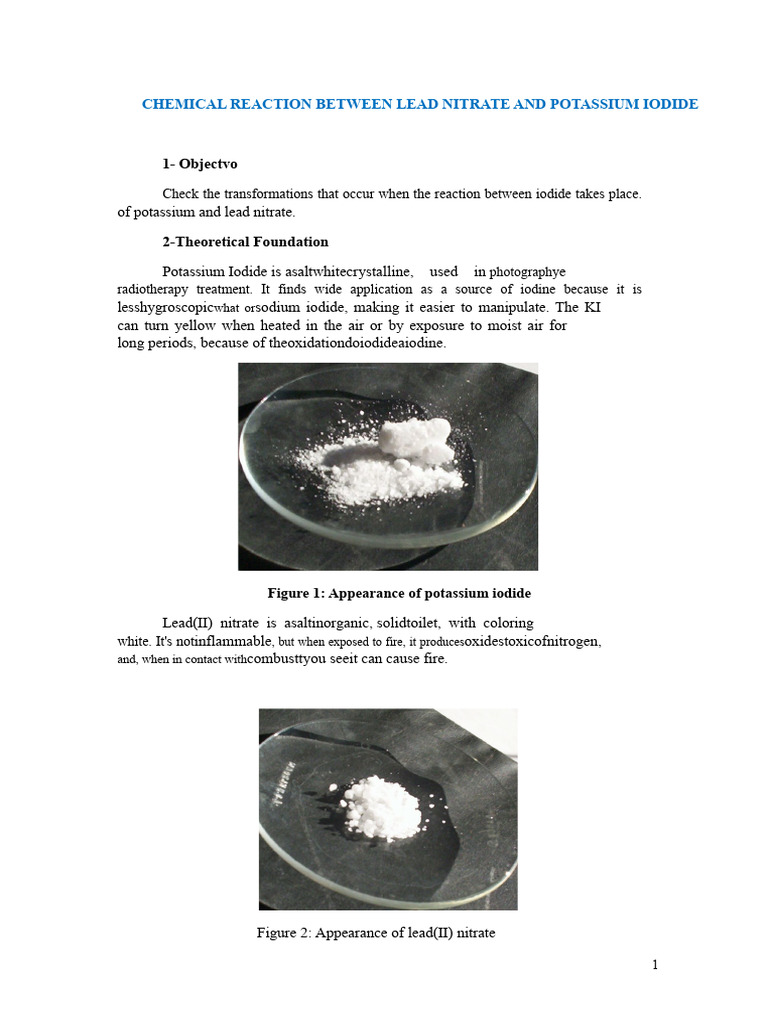 Chemical Reaction Between Lead Nitrate and Potassium Iodide | PDF ...