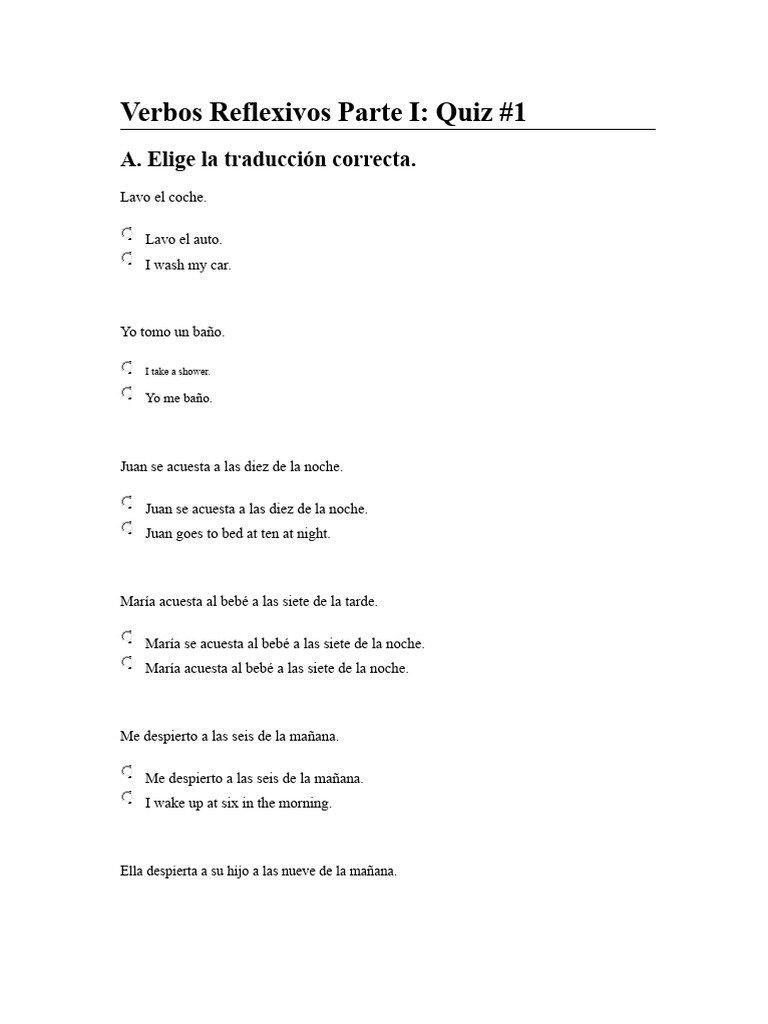Verbos Reflexivos en Español: Guía y Ejercicios | PDF | Verbo | Objeto ...