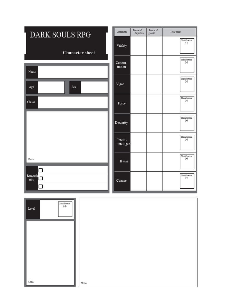 Dark Souls RPG Character Sheet Guide | PDF | Role Playing Games | Gaming