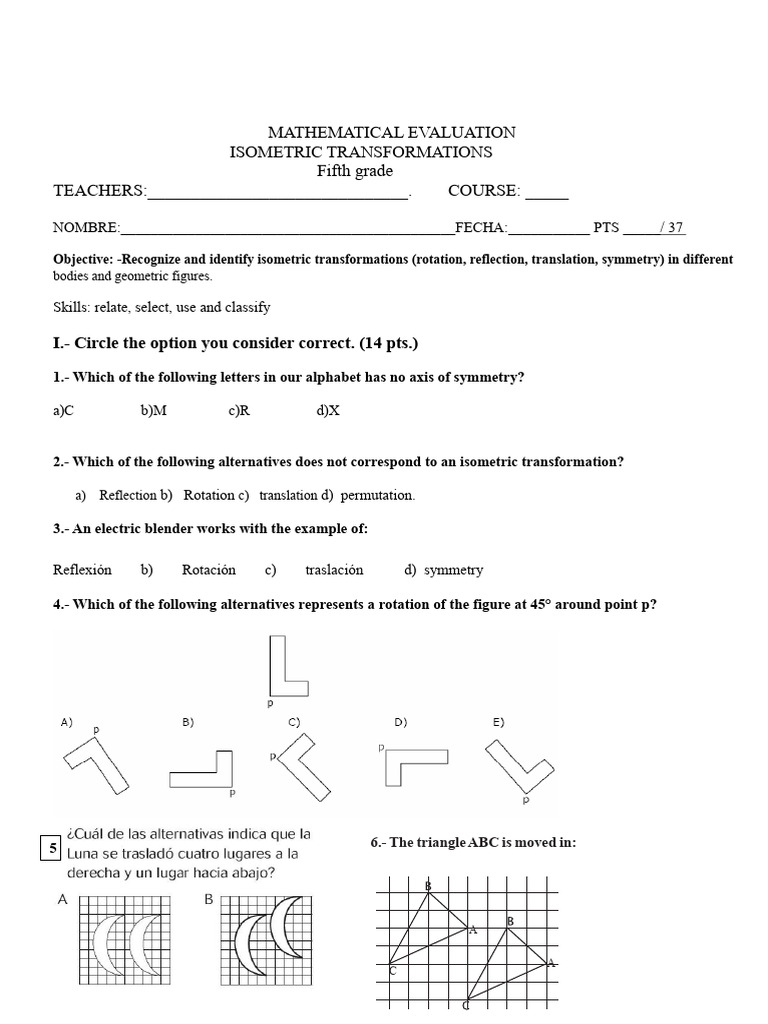 Isometric Transformations for Fifth Grade | PDF | Mathematical Physics ...