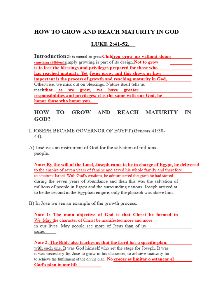 How To Grow and Reach Maturity in God - Outline | PDF | Jesus | Ancient ...
