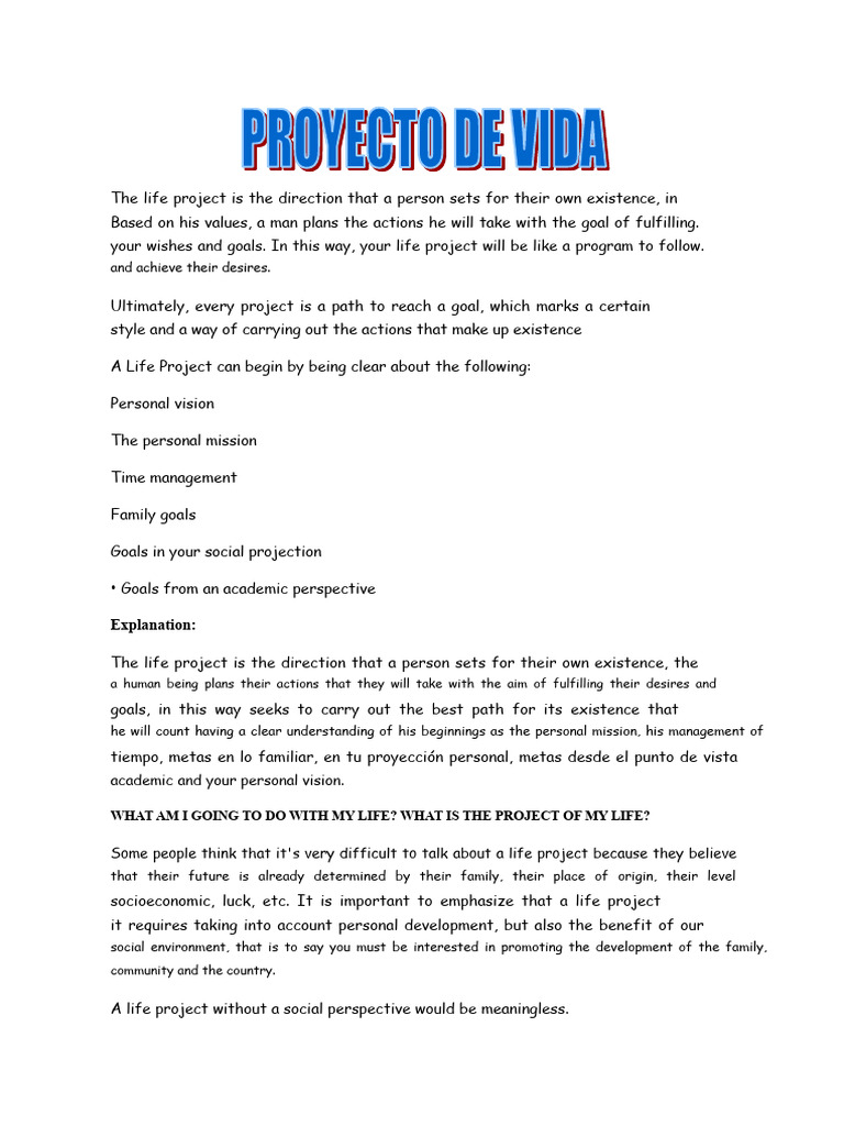 How to Create a Life Project Plan | PDF | Goal | Well Being