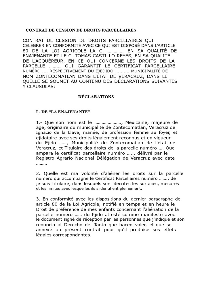 Contrat de Cession de Droits Parcellaires | PDF