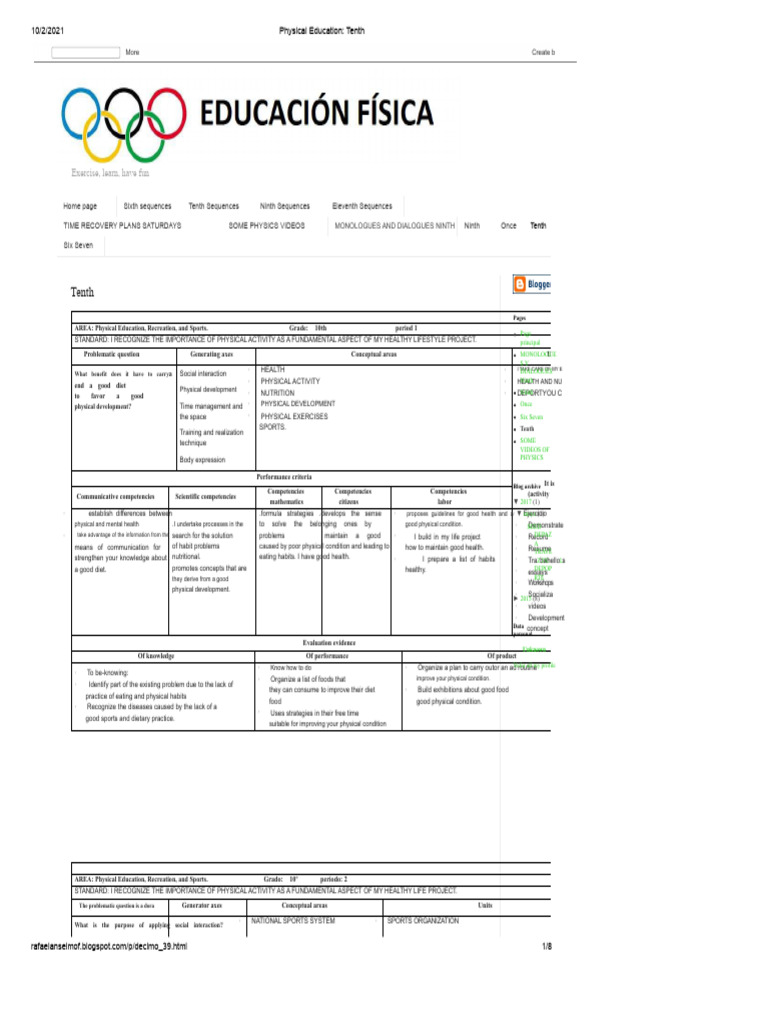 Physical Education_ Tenth | PDF | Sports | Knowledge