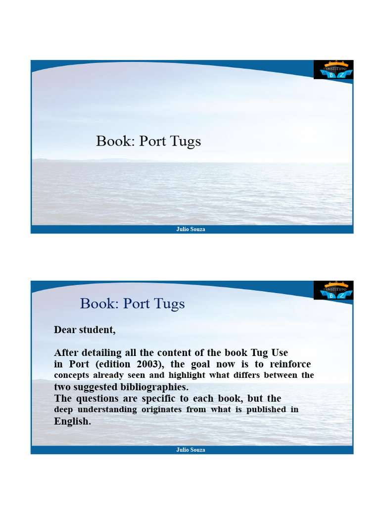 2.3 - Tug Use in Port - Explanation PT | PDF | Tugboat | Propulsion