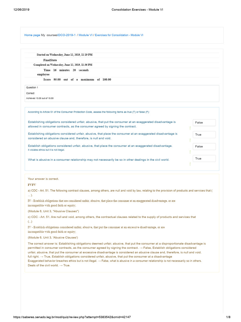 Consumer Protection Contract Exercises | PDF | Consent | Law Of Obligations