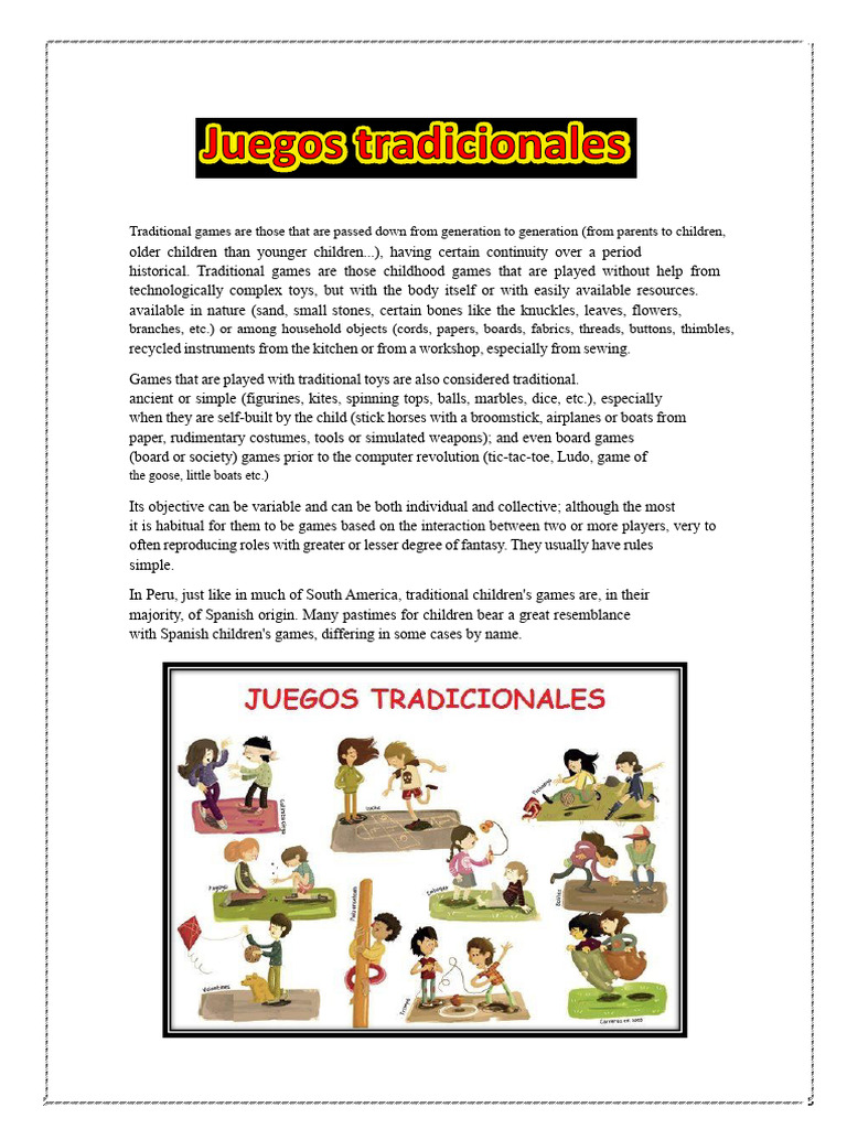 The Traditional Games | PDF | Learning | Toys
