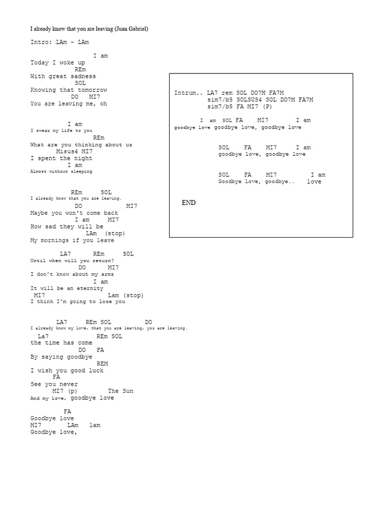 I Already Know That You Are Leaving Chords | PDF
