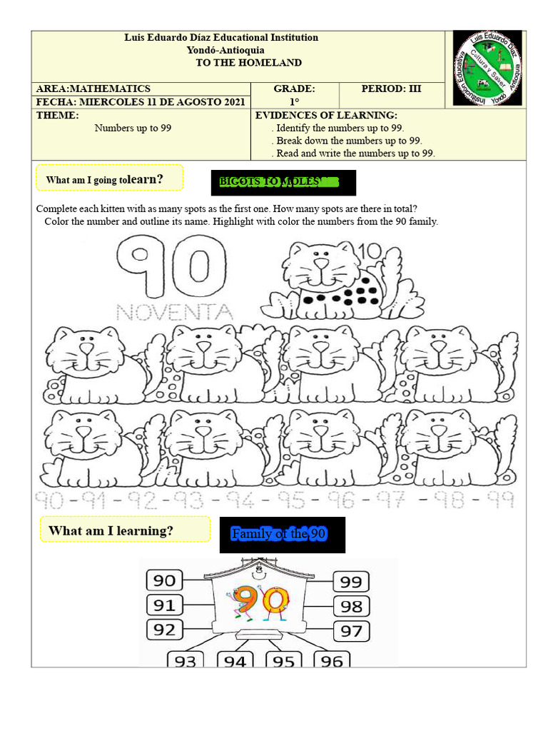 Mathematics Numbers Up To 99 | PDF | Mathematics
