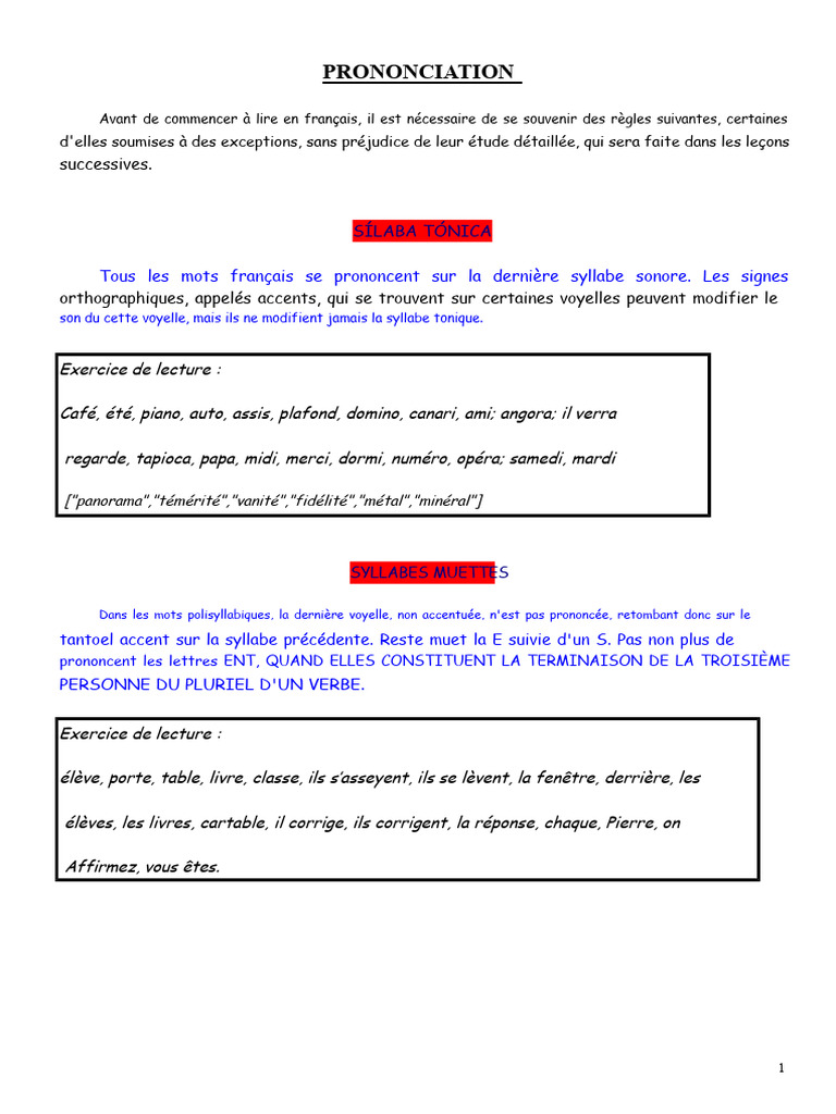 Prononciation du Français : Règles Essentielles | PDF | Syllabe ...