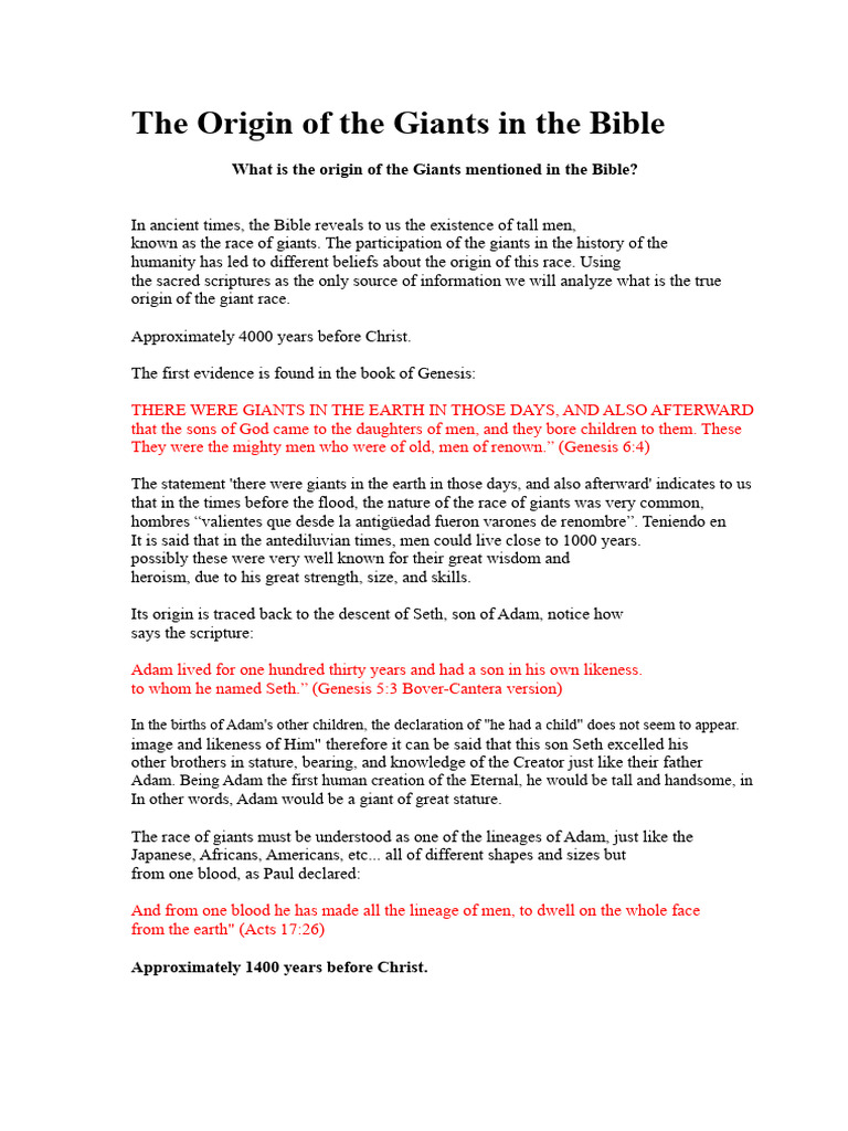 The Origin of The Giants of The Bible | PDF | Hebrew Bible People ...