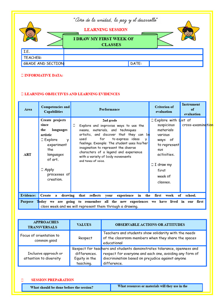 First Week Class Drawing Activity | PDF | Drawing | Evaluation