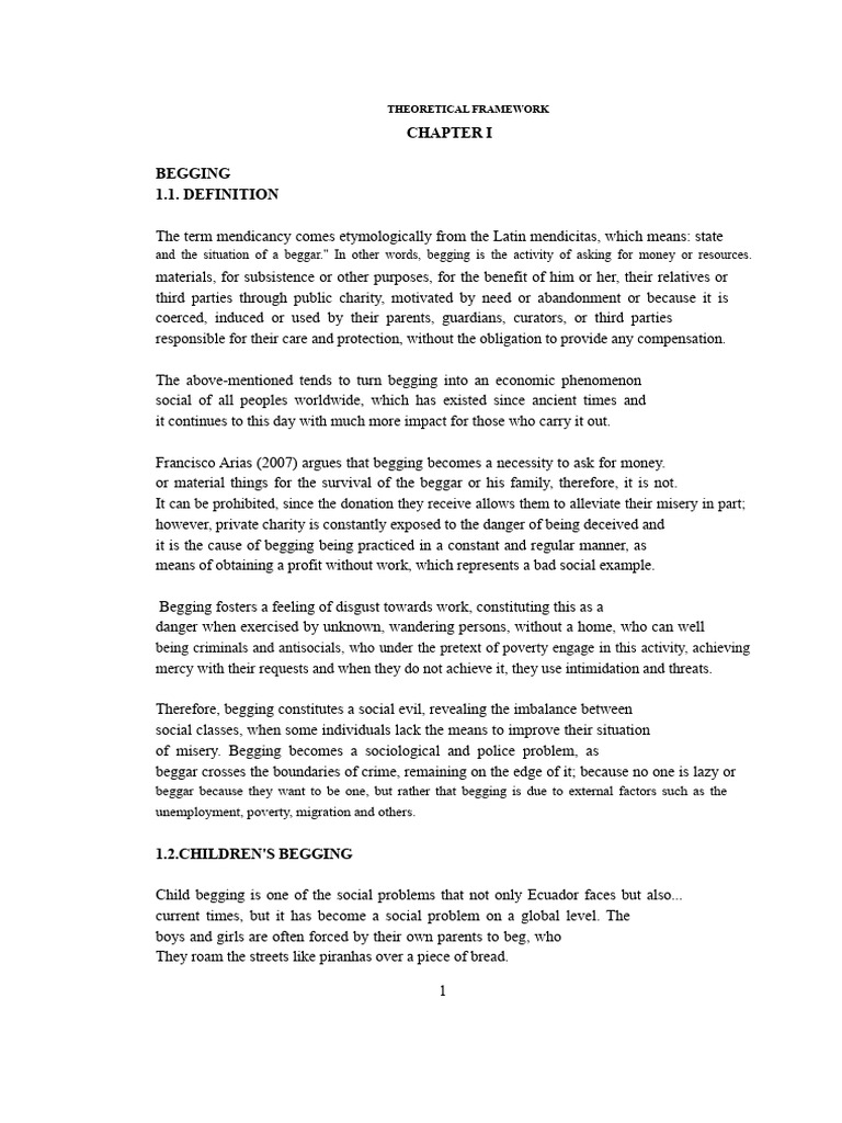 Theoretical Framework Begging | PDF | Family | Attitude (Psychology)