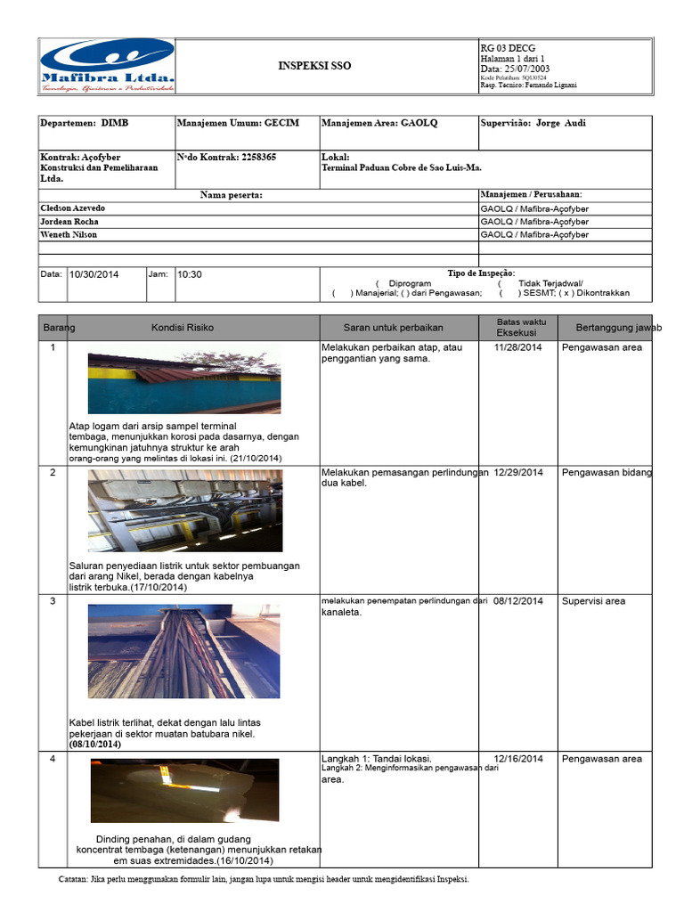 Formulir Registrasi Inspeksi Ssma-Vale | PDF